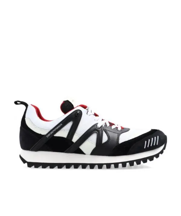 Emporio Armani Panelled Logo-print Sneakers - Black