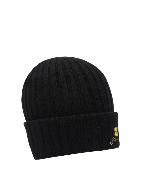 GANNI Logo Embroidered Beanie