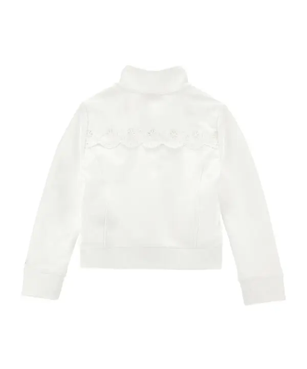 Monnalisa Floral Lace Detail Zip-up Sweatshirt