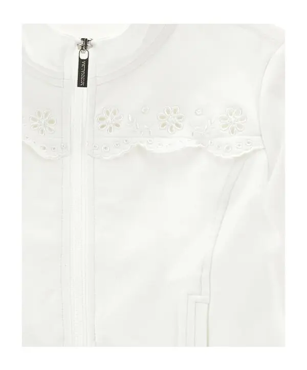 Monnalisa Floral Lace Detail Zip-up Sweatshirt