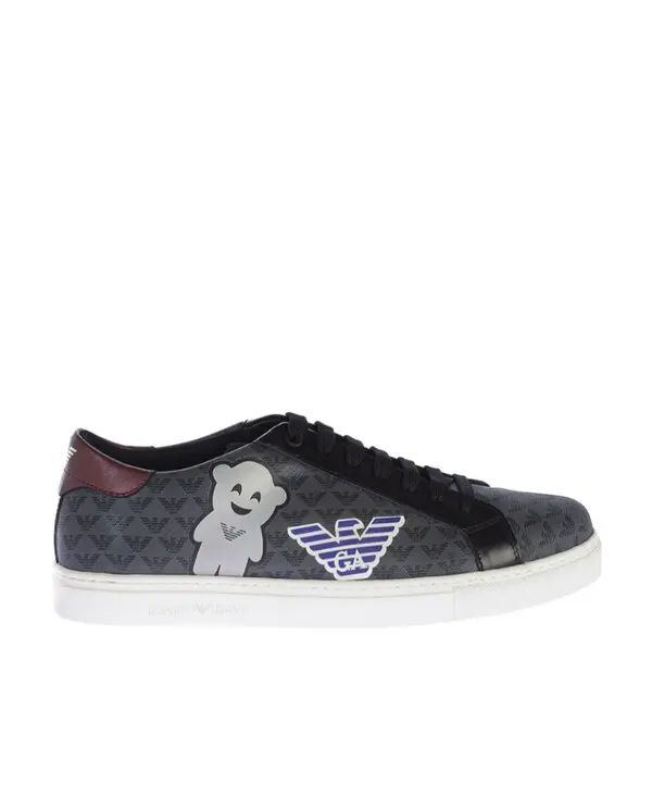 Emporio Armani Low Top Sneakers With Graphic Detailing - Black