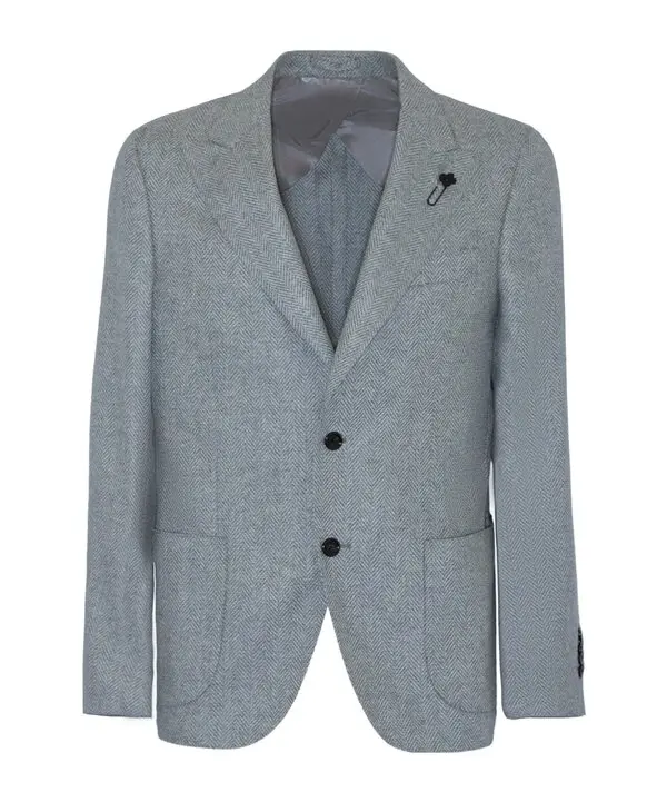 LARDINI Herringbone Single-breasted Blazer