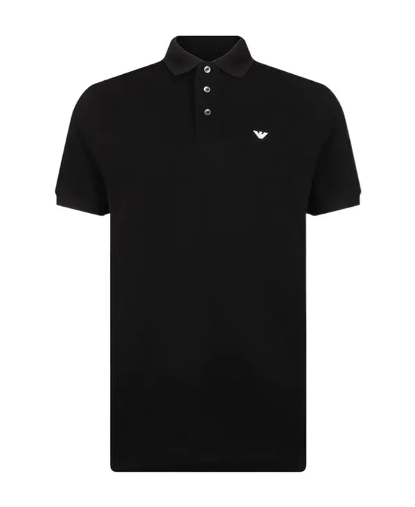 Emporio Armani Logo Lapel Polo Shirt - Black