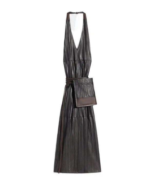 LEMAIRE Pleated Leather Apron Dress