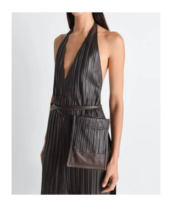 LEMAIRE Pleated Leather Apron Dress