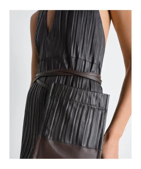 LEMAIRE Pleated Leather Apron Dress