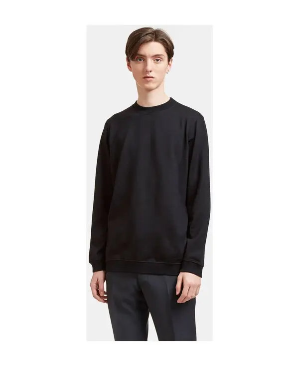 AIEZEN Slim Fit Wool Blend Crew Neck Sweatshirt - Black