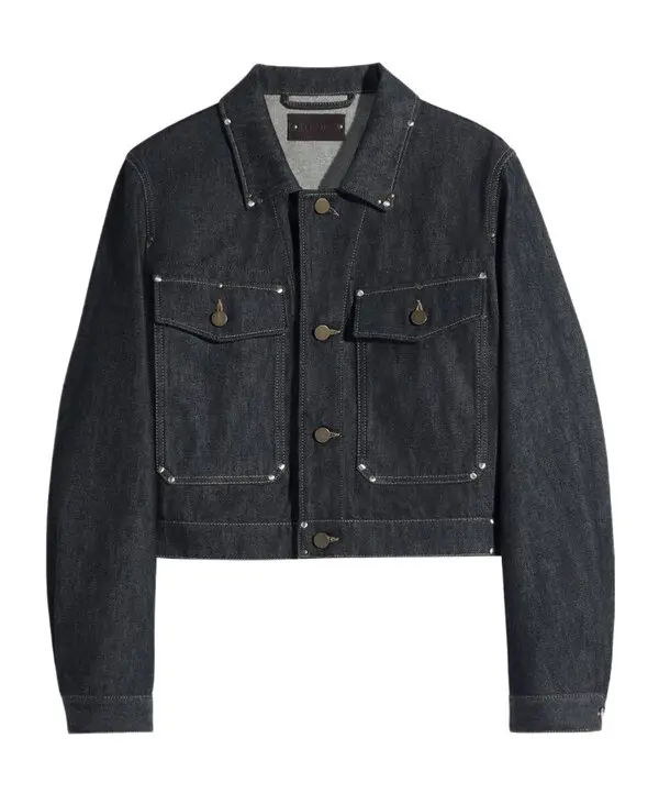 LEMAIRE Cropped Jacket With Studs - Black