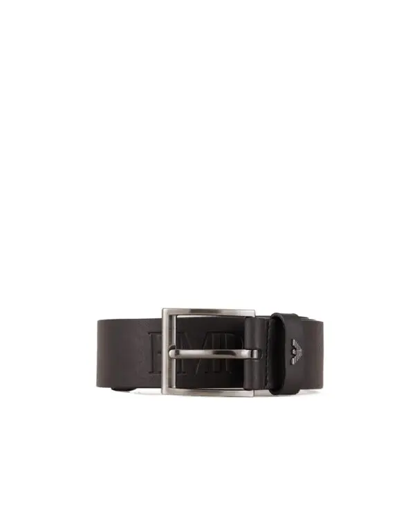 Emporio Armani Logo Debossed Belt - Black