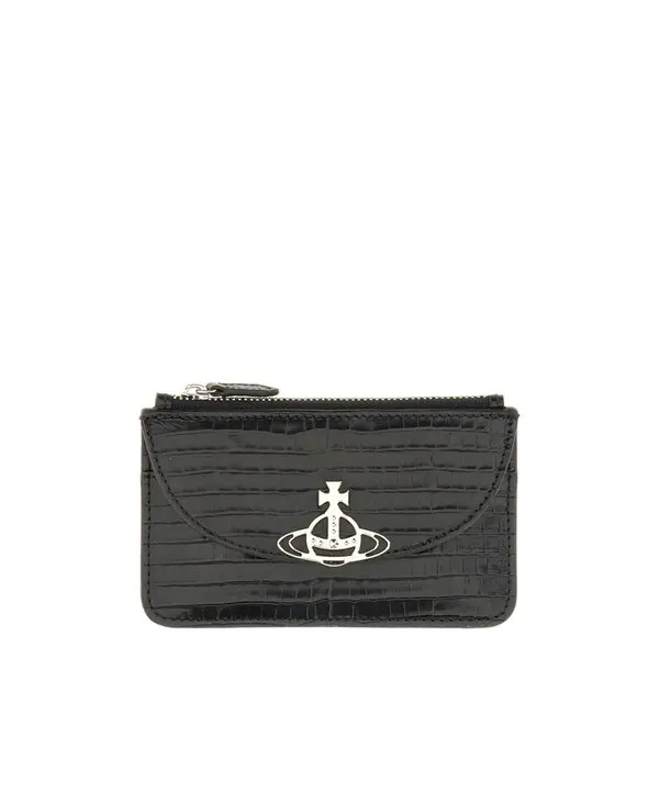VIVIENNE WESTWOOD Embossed Zipped Cardholder - Black