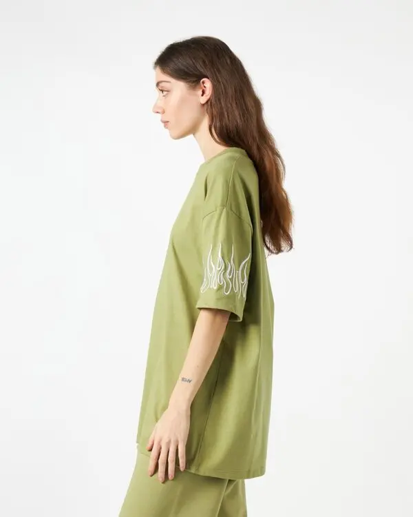 VISION OF SUPER Flame-embroidered Cotton T-shirt