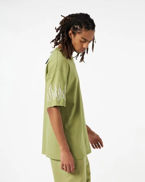 VISION OF SUPER Flame-embroidered Cotton T-shirt