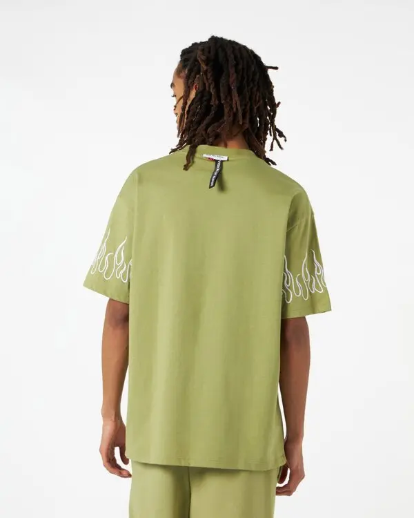 VISION OF SUPER Flame-embroidered Cotton T-shirt