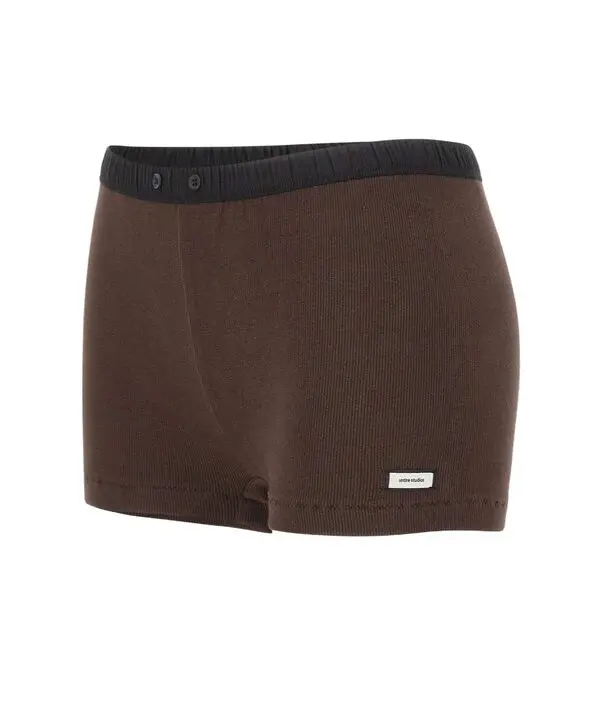 ENTIRE STUDIOS Ribbed Lounge Shorts With Button Detail