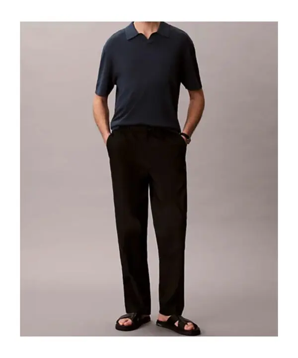 Calvin Klein Linen Blend Open Collar Polo Shirt
