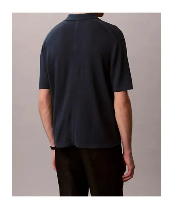 Calvin Klein Linen Blend Open Collar Polo Shirt