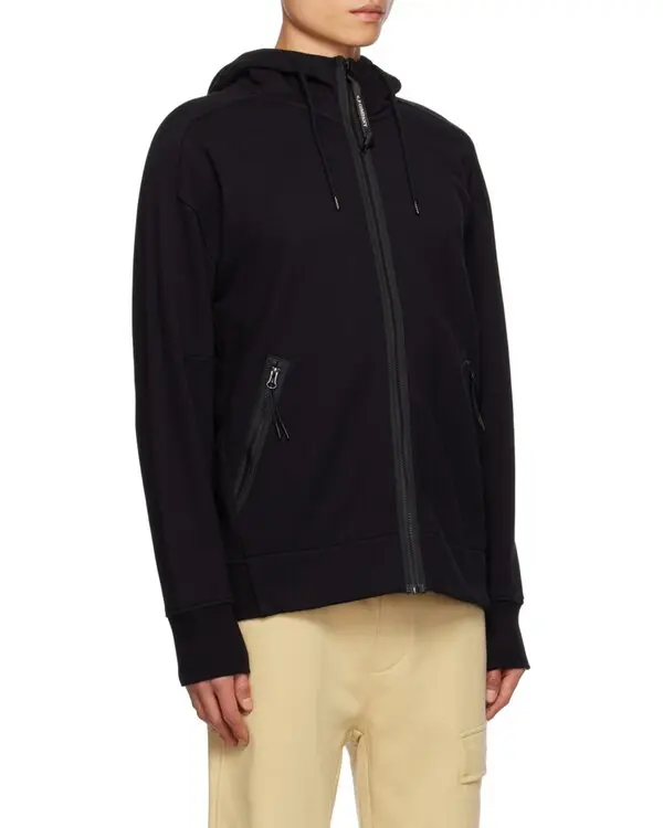 C.P. COMPANY Logo-printed Drawstring Zip-up Hoodie