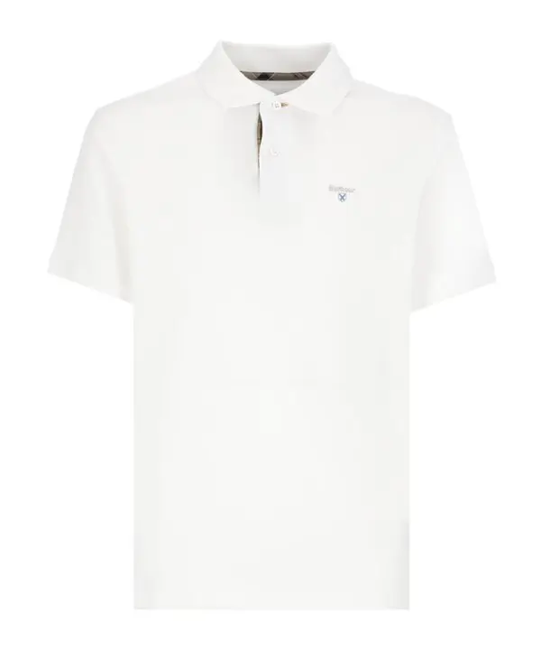Barbour Tartan-trim Embroidered-logo Polo Shirt - White