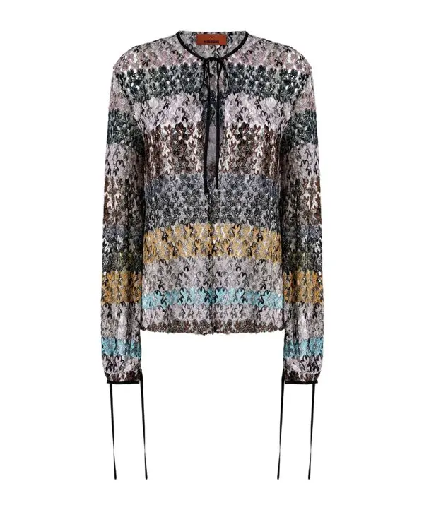 Missoni Embroidered Lace Crew Neck Blouse - Gray