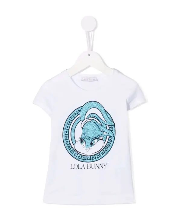Monnalisa Lola Bunny Printed Cotton T-shirt - White