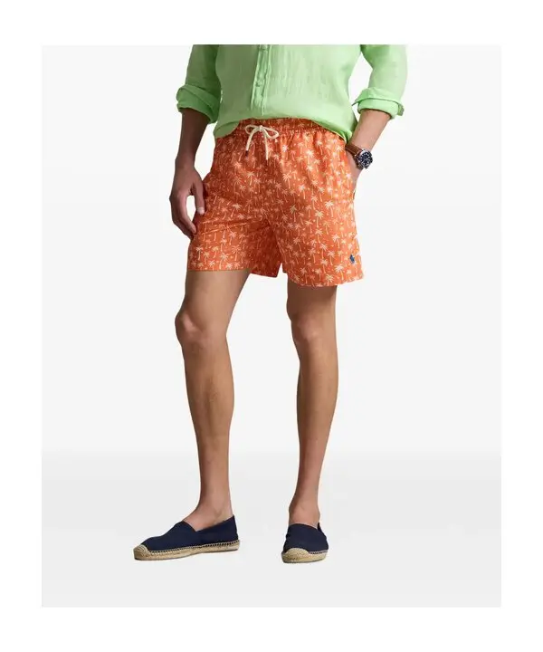 Polo Ralph Lauren Palm-pattern Embroidered Swim Shorts