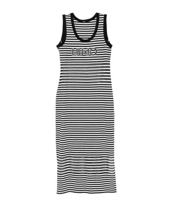 Liu Jo Striped-pattern Midi Dress - Black