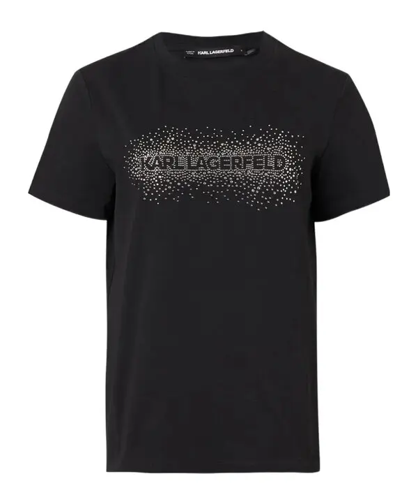 Karl Lagerfeld Rhinestone Embellishment Crewneck T-shirt - Black