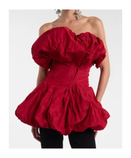 Magda Butrym Strapless Sculptural Taffeta Minidress - Red