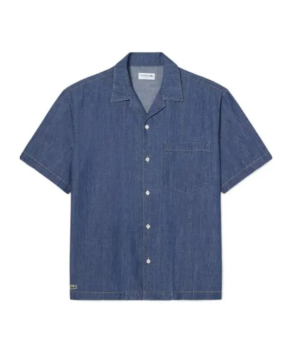 Lacoste Relaxed Fit Open Neck Denim Shirt