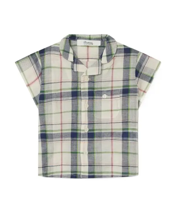 Bonpoint Short Sleeve Shirt With Chest Pocket - Gray