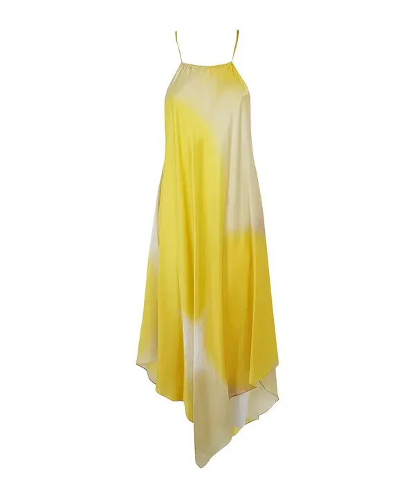 GIANLUCA CAPANNOLO Asymmetrical Handkerchief Hem Dress - Yellow