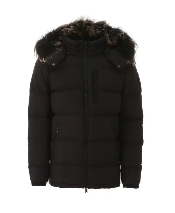 Moose Knuckles Southdale Fur Trimmed Hooded Puffer Jacket - Black