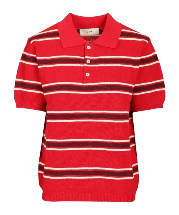 DUNST Short-sleeve Knitted Polo Shirt - Red