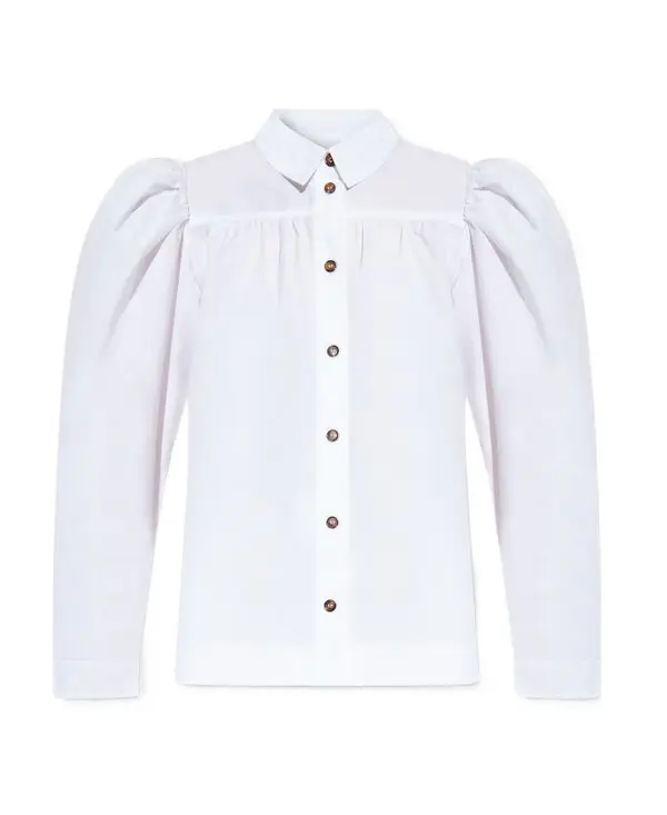 GANNI Puff-sleeved Poplin Shirt