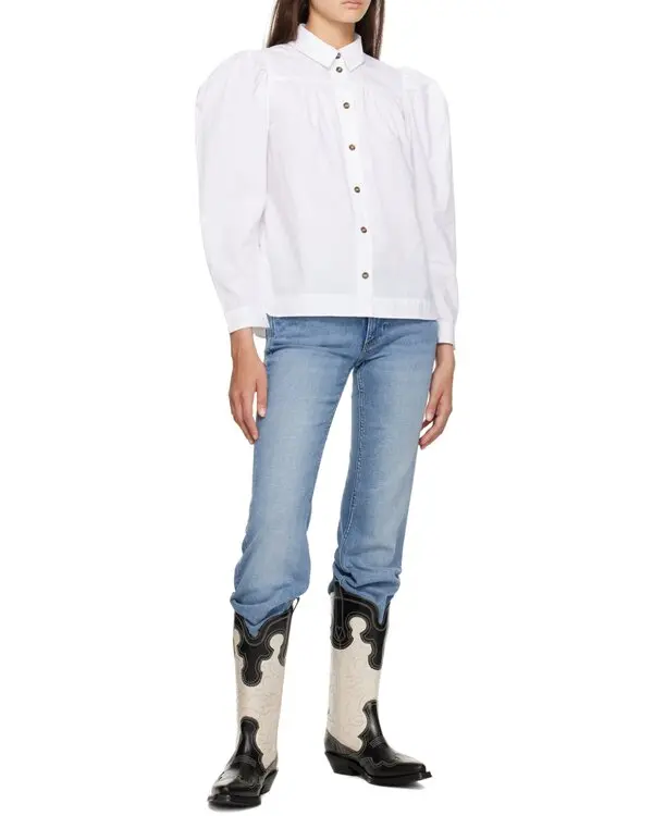GANNI Puff-sleeved Poplin Shirt