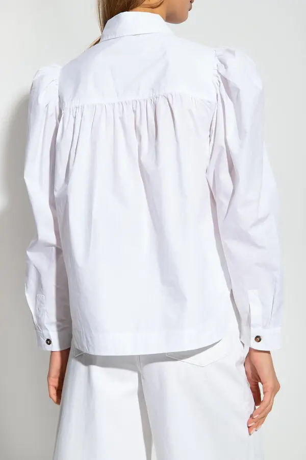 GANNI Puff-sleeved Poplin Shirt