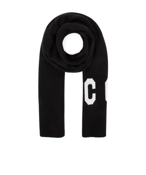 Dsquared2 Icon Intarsia Knitted Scarf - Black