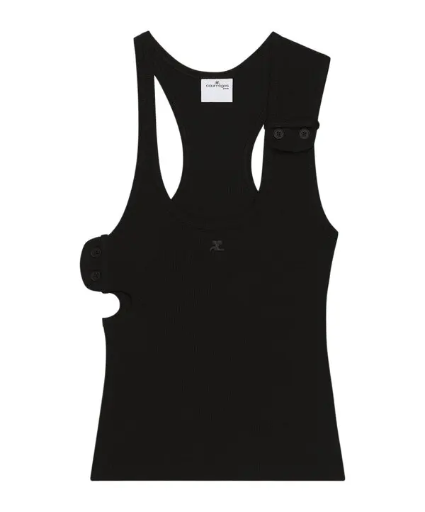 COURREGES Ribbed Cut-out Detailed Tank Top