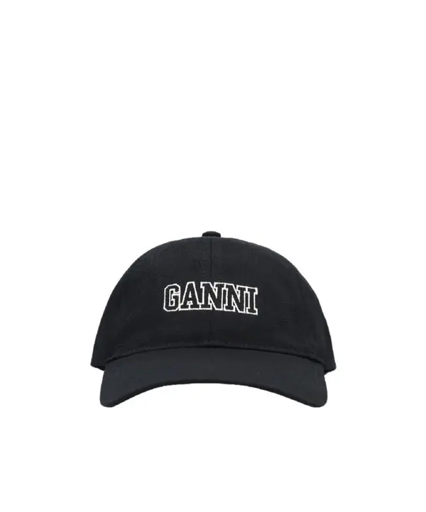 GANNI Logo-embroidered Cotton Baseball Cap - Black