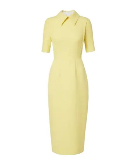 EMILIA WICKSTEAD Valletta Wool Crepe Midi Dress - Yellow
