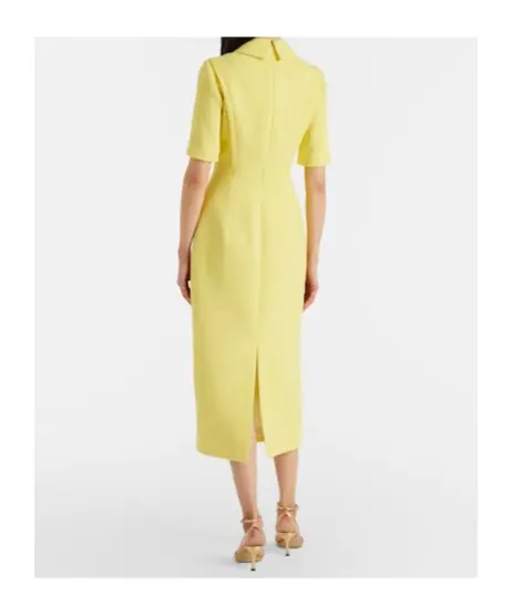 EMILIA WICKSTEAD Valletta Wool Crepe Midi Dress - Yellow