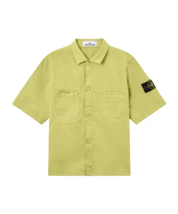 Stone Island Comfort-fit Short-sleeve Overshirt With Multiple Chest Pockets - Fern