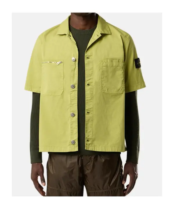 Stone Island Comfort-fit Short-sleeve Overshirt With Multiple Chest Pockets