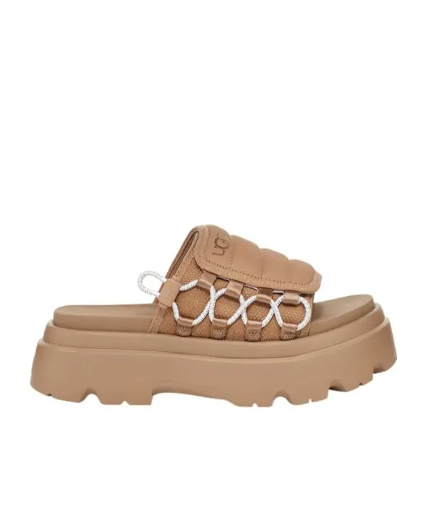 UGG Callie Quilted Platform Slides - Nude