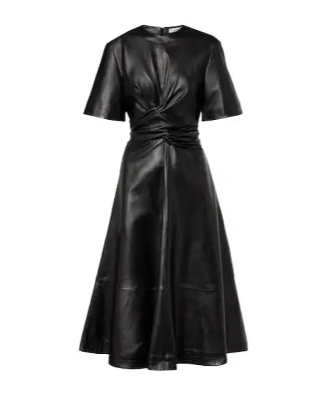 Altuzarra Gathered Leather Midi Dress