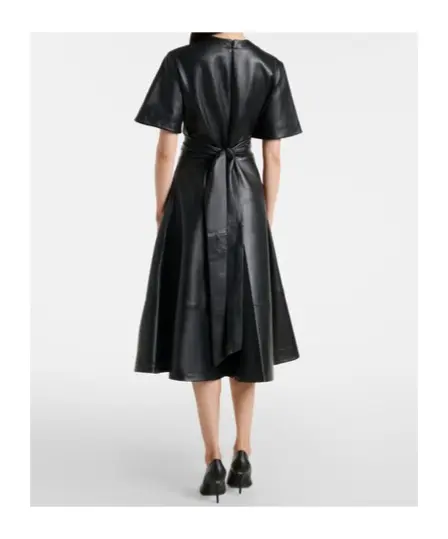 Altuzarra Gathered Leather Midi Dress