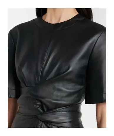 Altuzarra Gathered Leather Midi Dress