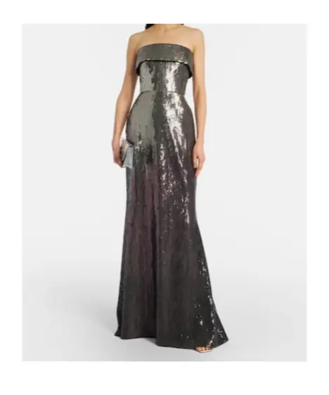 Elie Saab Sequined Strapless Bustier Gown