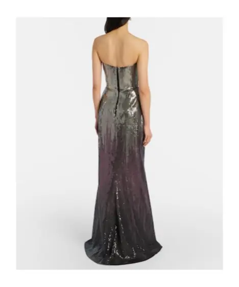 Elie Saab Sequined Strapless Bustier Gown