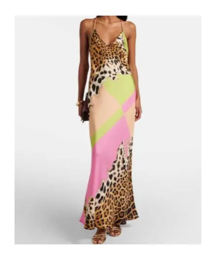 Roberto Cavalli Printed Silk Slip Dress